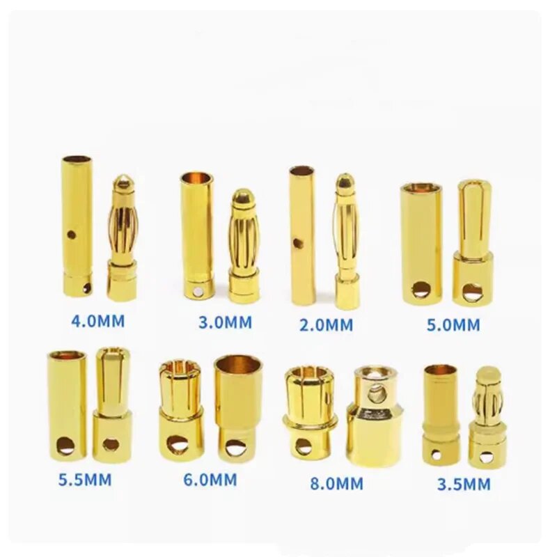 5 пар золотистые банановые разъёмы папа-мама 5.0mm