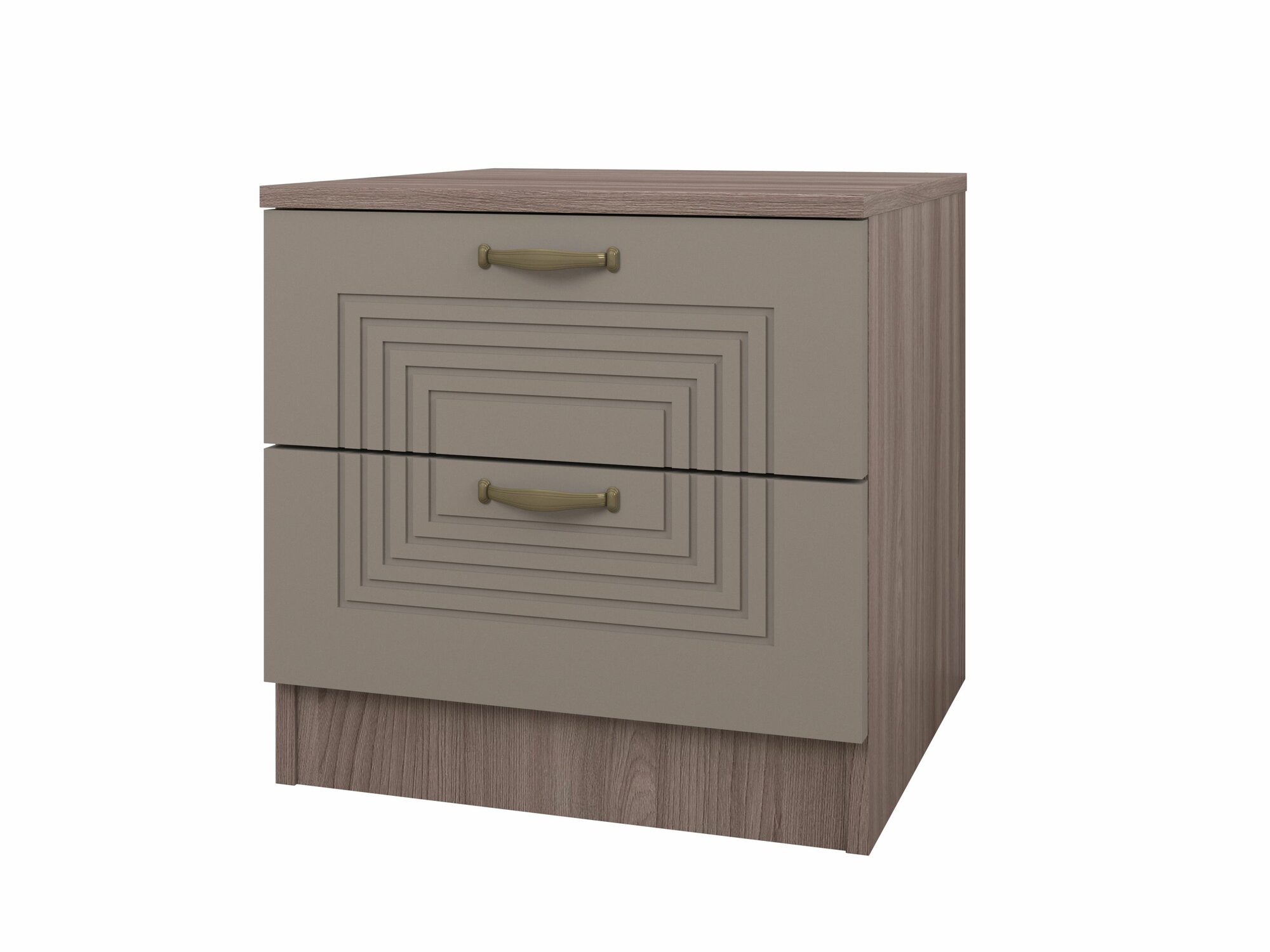 Тумба прикроватная МногоМеб Фараон 45х45х45 МДФ фрезер SF-25 Айрон, корпус ясень анкор темный, 2 ящика