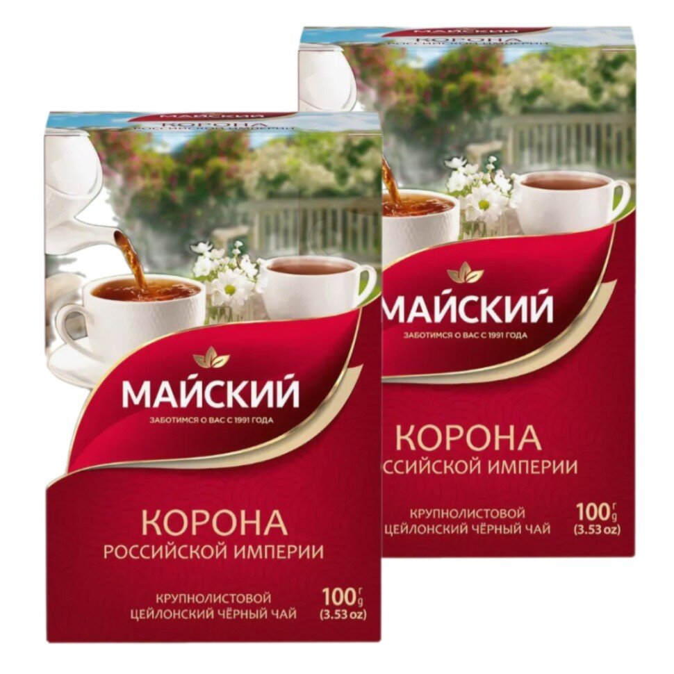 Чай черный Майский Корона Российской Империи 100 грамм 2 штуки