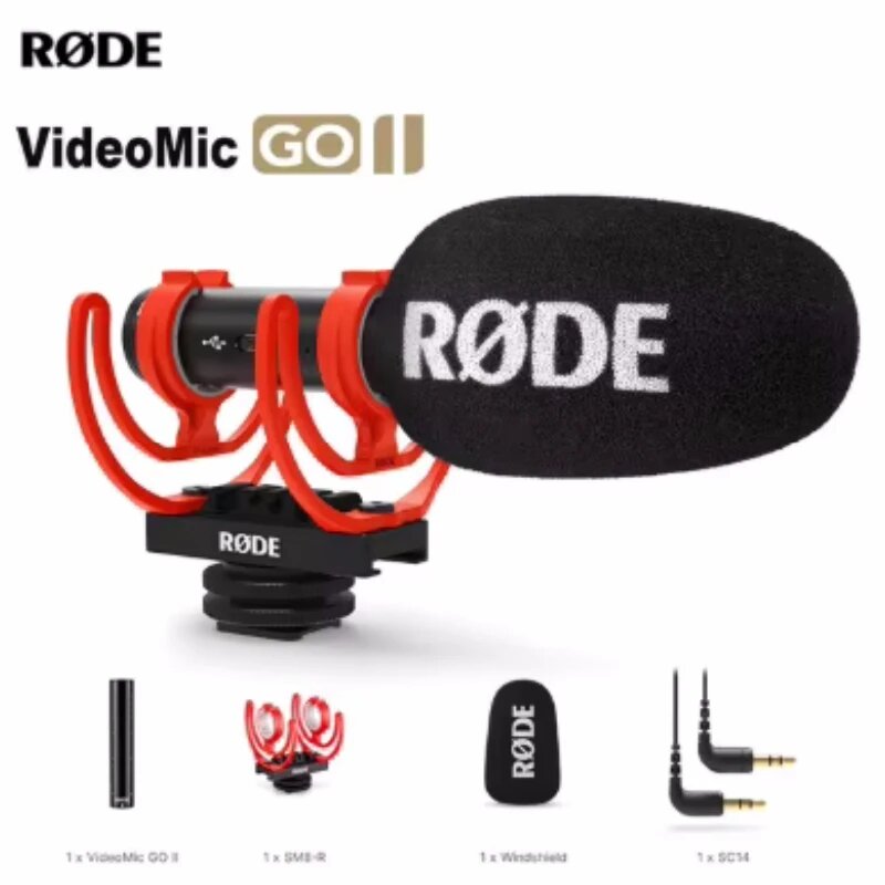 Новый микрофон, профессиональный микрофон-пушка Rode VideoMic GO II для DSLR-смартфонов, планшетных компьютеров, микрофон для записи видео в реальном времени