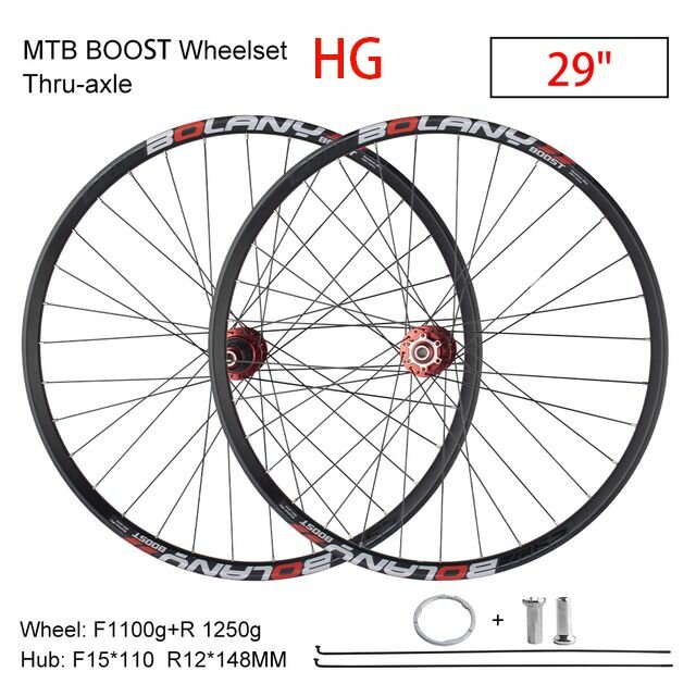 Колесная пара велосипеда BOYANY MTB 29 27.5 Boost Wheel через ступицу оси 110*15 148* Велосипедное колесо с широким ободом 12 мм XD/HG, спицами 32H и 6 собачками