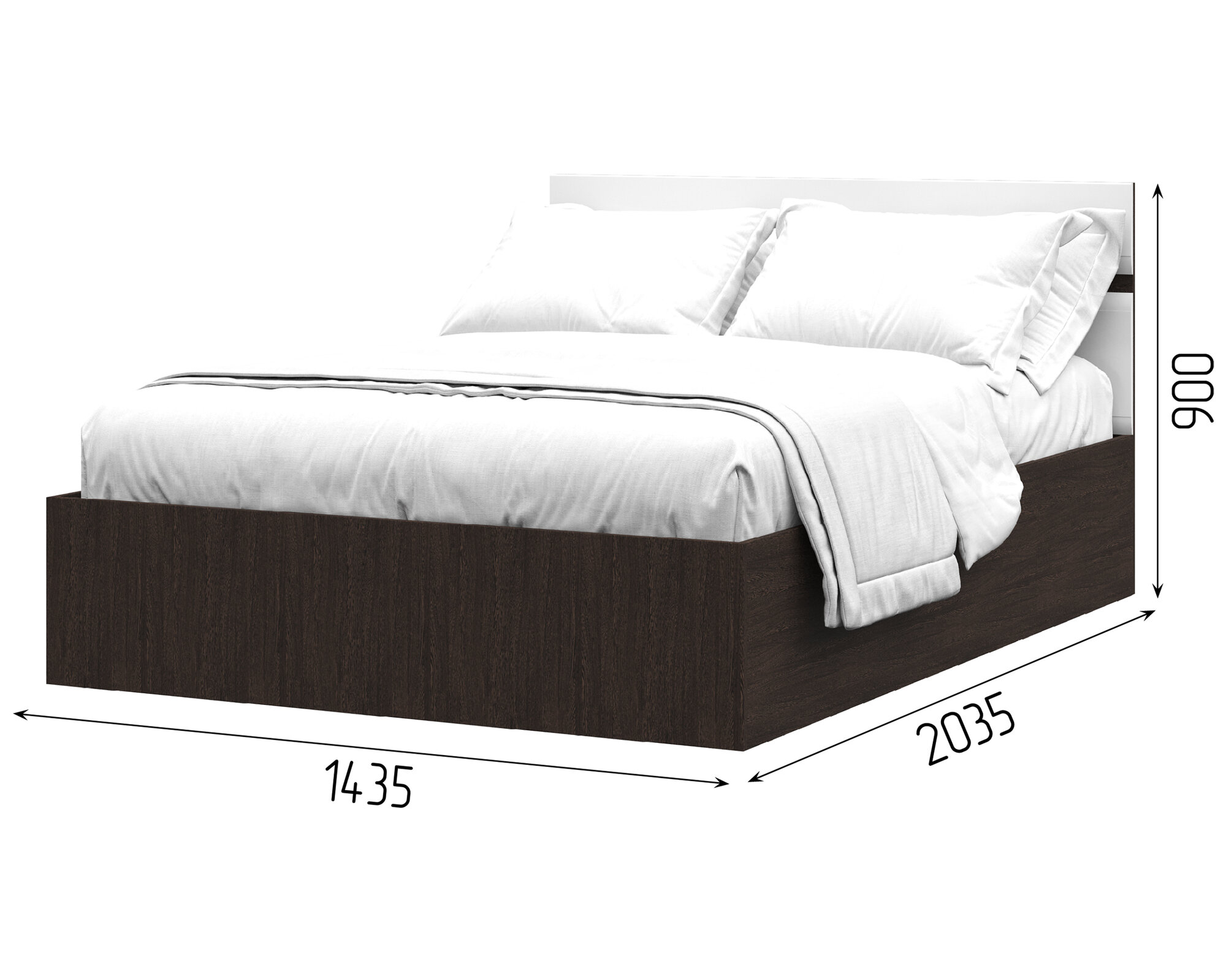 Кровать двухспальная 140х200 Вегас 1452х900х2032 цвет Венге/белый глянец Стендмебель