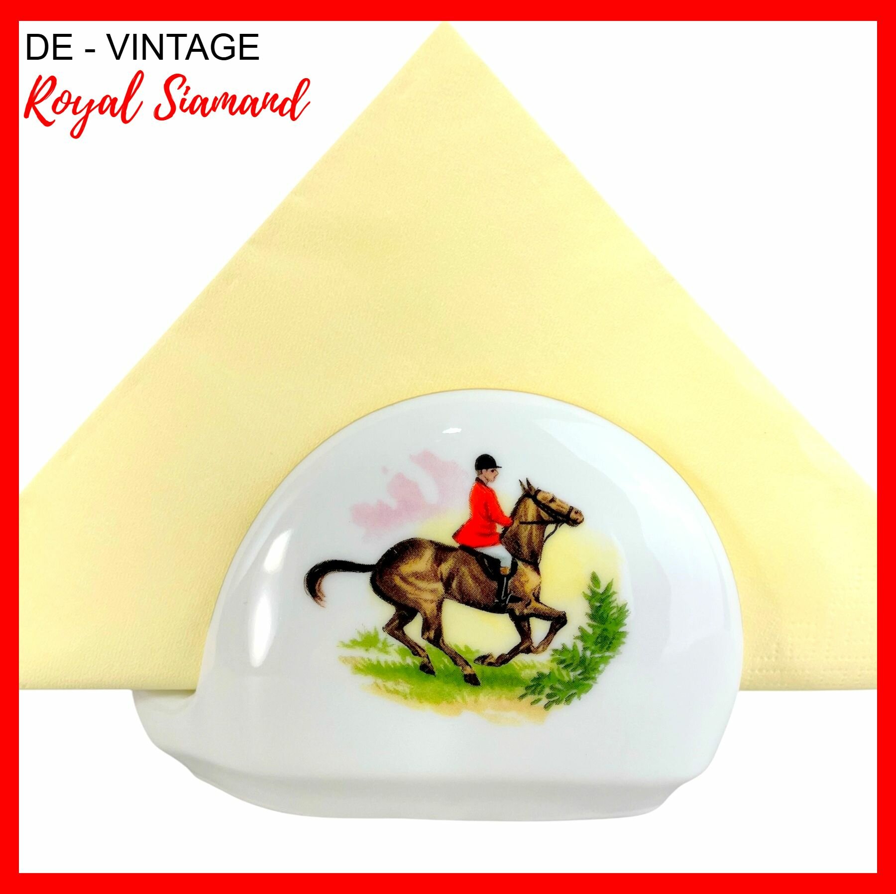 Салфетница винтажная Английская охота, фарфор, Royal Decor. Франция