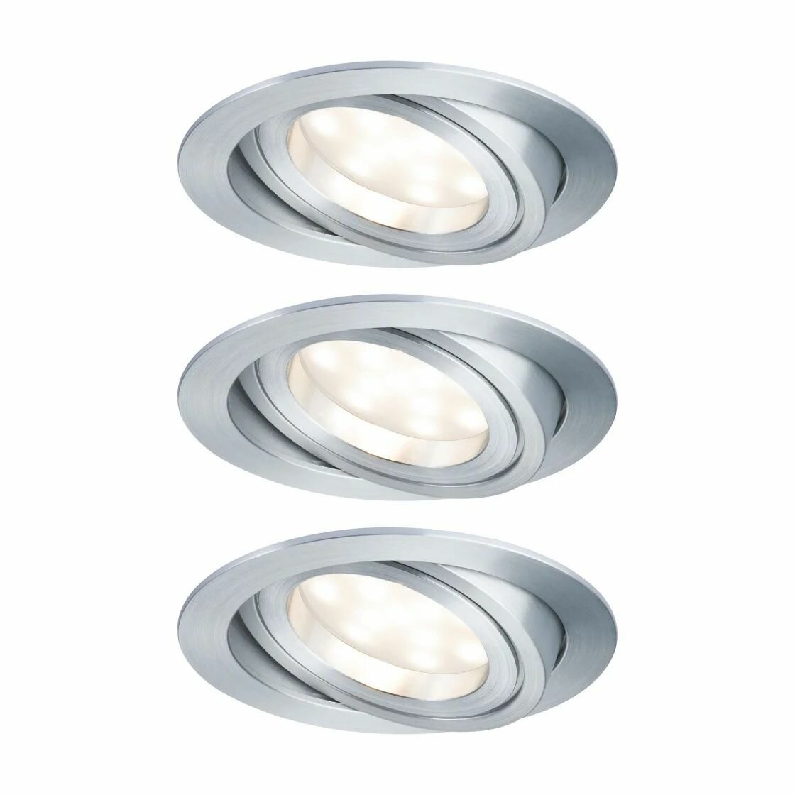 Светильник встраиваемый Paulmann Coin LED D90 6.8Вт 430Лм 2700К IP23 230В Алюминий тертый Поворотный Набор 3шт. 93984.