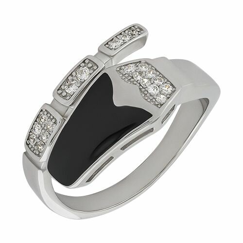 Кольцо дорожка, серебро, 925 проба, родирование, эмаль, циркон