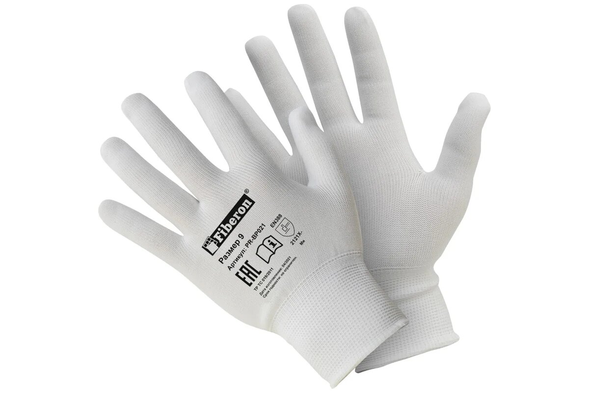 Fiberon Перчатки для сборочных работ декор, полиэстер, белые, размер 10 XL, код 135425