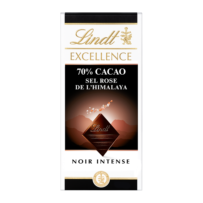Шоколад горький Lindt Excellence 70% какао c розовой Гималайской солью, 100 гр (Франция) Срок 31.07