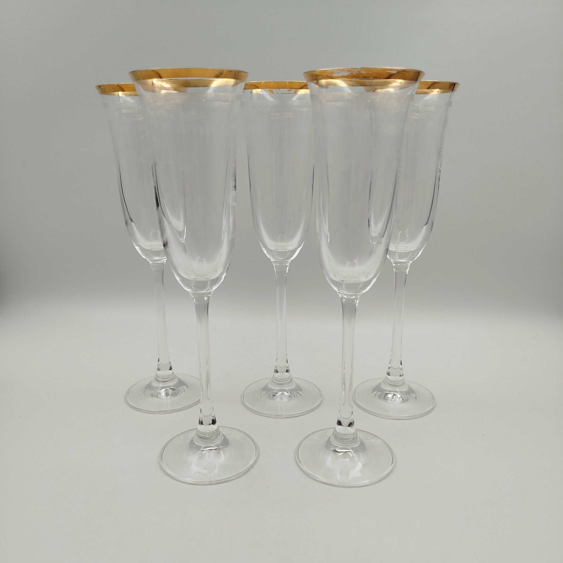 Набор бокалов для шампанского на 5 персон с декором в виде гирлянд, стекло