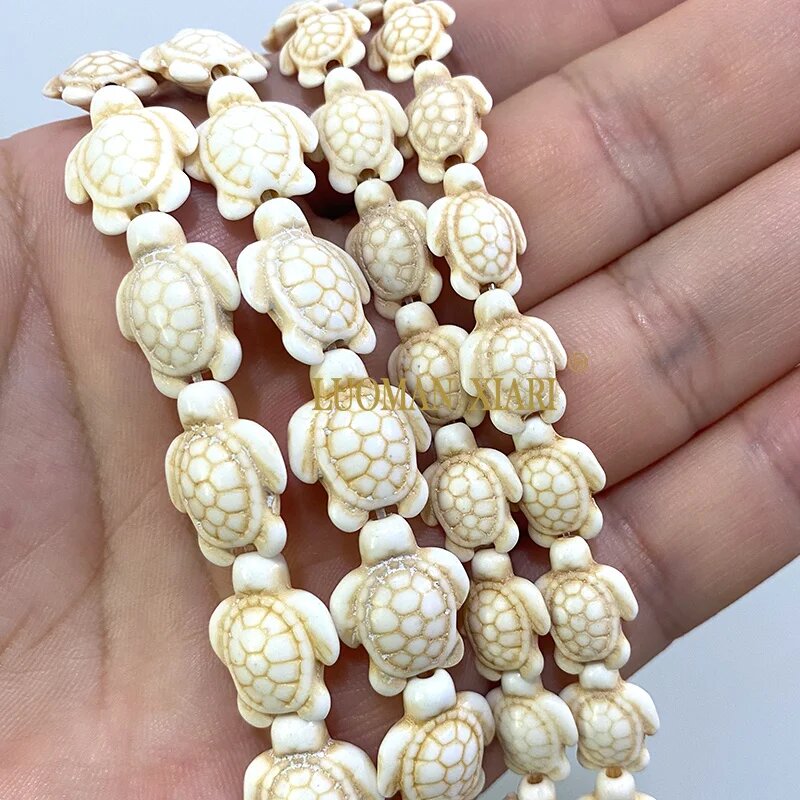 Бусины из говлита LUOMAN XIARI 11 мм бирюзовые 14mm 19-21pcs, white