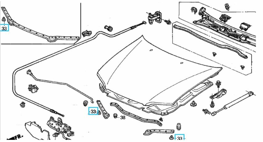 Фиксатор, уплотнение капота; резина (Оригинал)