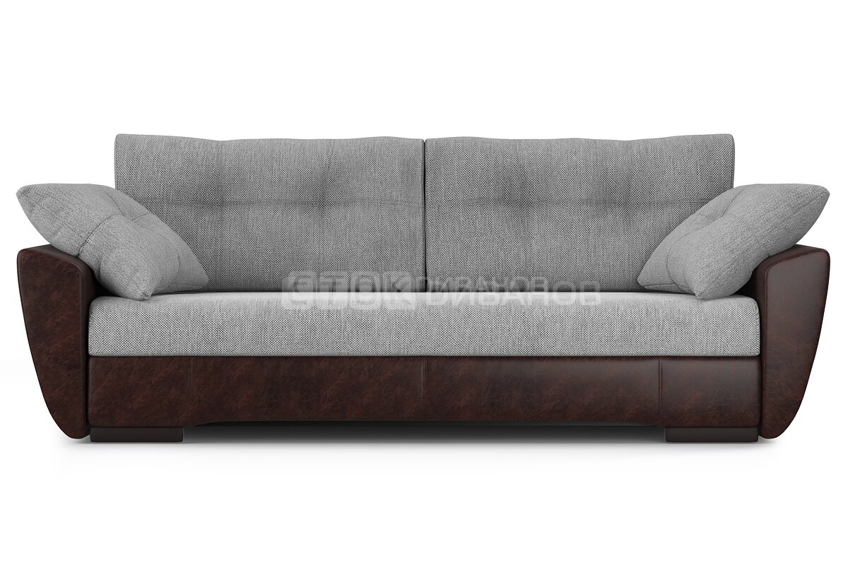 Диван Сток Диванов Амстердам, серый/бежевый, рогожка, 230 см, механизм еврокнижка