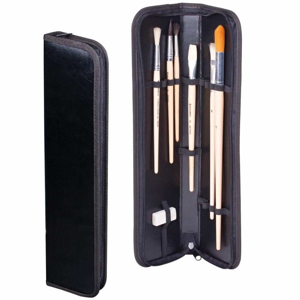 Пенал-тубус Пчелка для кистей на молнии, размер 380х90 мм, кожзаменитель, черный (ФК-3)