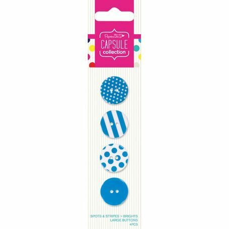 Набор пуговиц docrafts "Spots & Stripes", Brights, синие, 4 шт