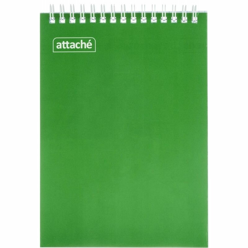 Блокнот Attache Темно-зеленый, на спирали, А5, 60 листов, блок 60 г/м2, обложка 215 г