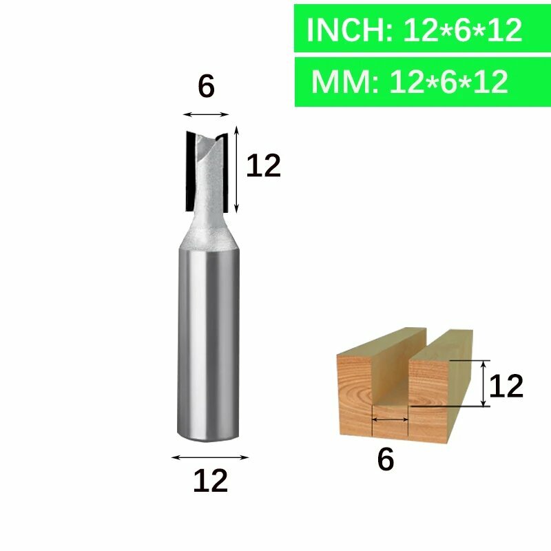Набор фрез Vsharp PCD алмазных, прямые, 1/2 дюйма, 12 мм, для работы по дереву 12x6x12