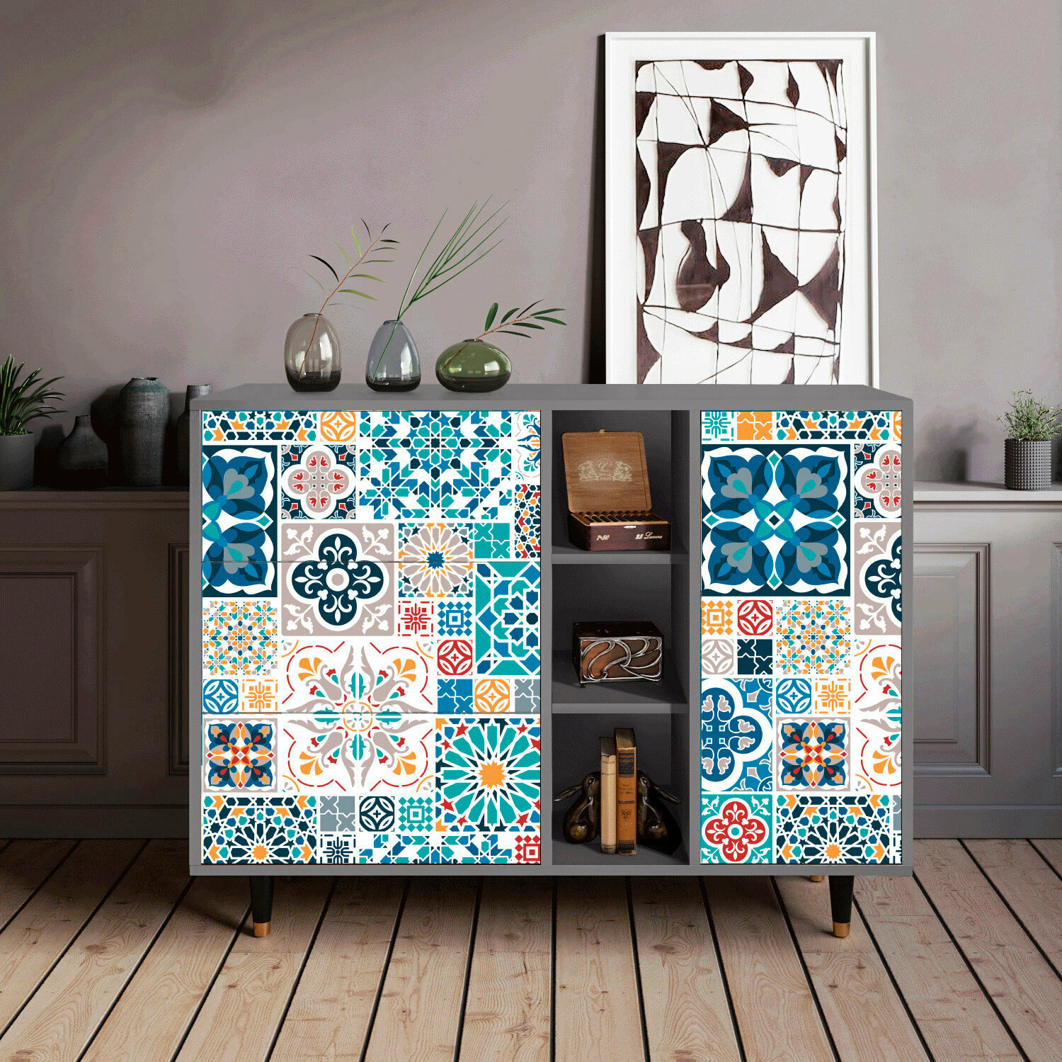 Комод - STORYZ - BS2 Moroccan Market, Разер - 125 x 97 x 48 см , Цвет корпуса - Серый