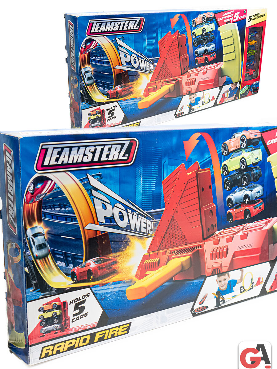 Автотрек Teamsterz Большая трасса Rapid Fire с пусковым механизмом 5 машинок
