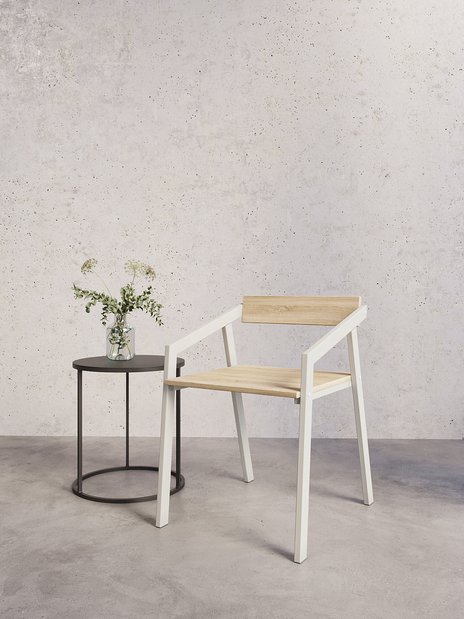 Стул с подлокотниками для дома для офиса, для сада LOFT белый/сонома