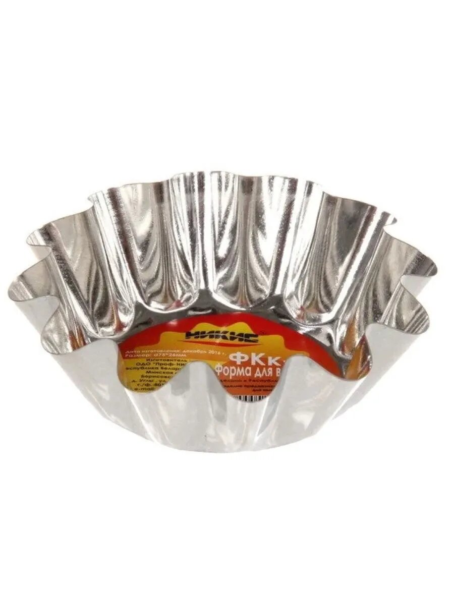 Форма для кекса TimA ФКк-1, круглая, серебристая, 2.6x7.5 см