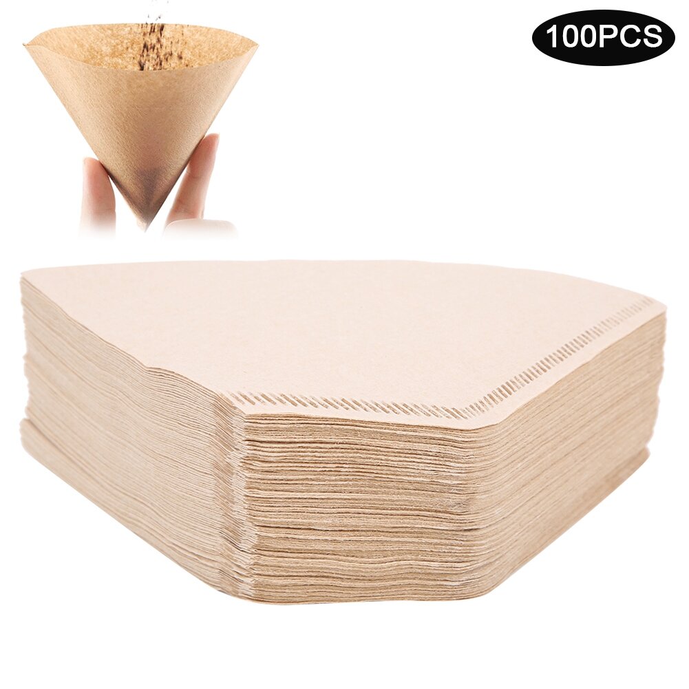 100Pcs FanShaped Disposable Coffee Filter Paper Kit Replacement Making Accessory