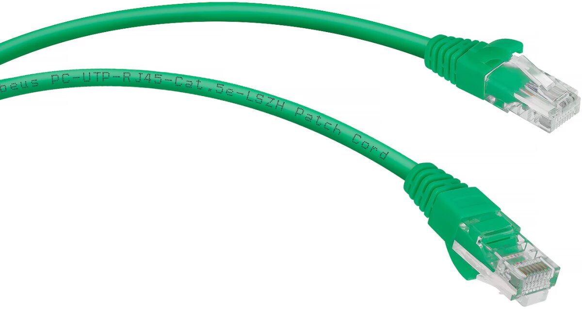 Патч-корд Cabeus 1м (PC-UTP-RJ45-Cat.5e-1m-GN-LSZH)