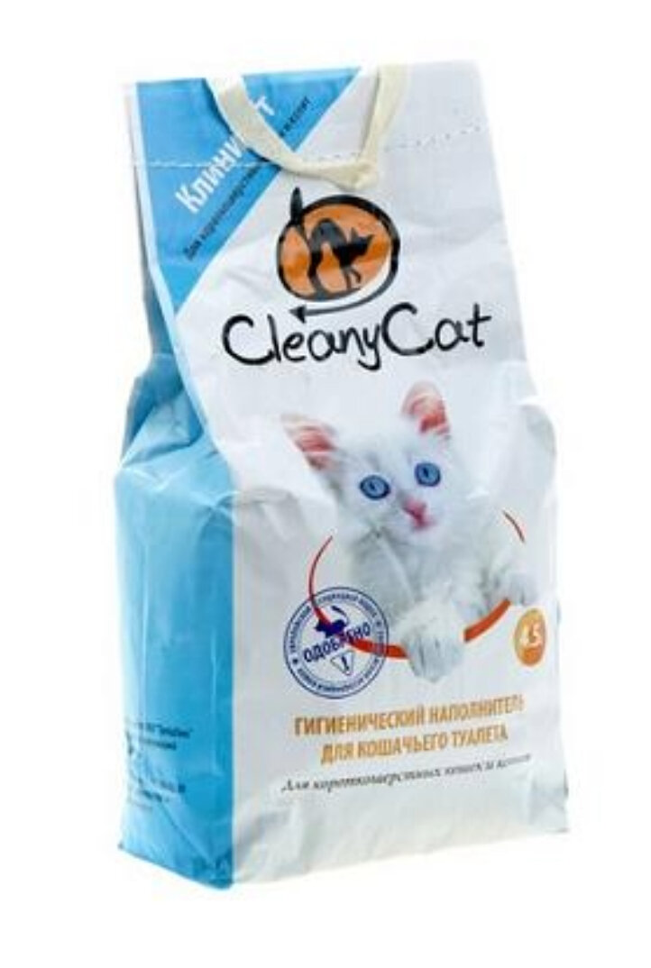Впитывающий минеральный наполнитель CleanyCat 4,5л для котят и короткошерстных кошек