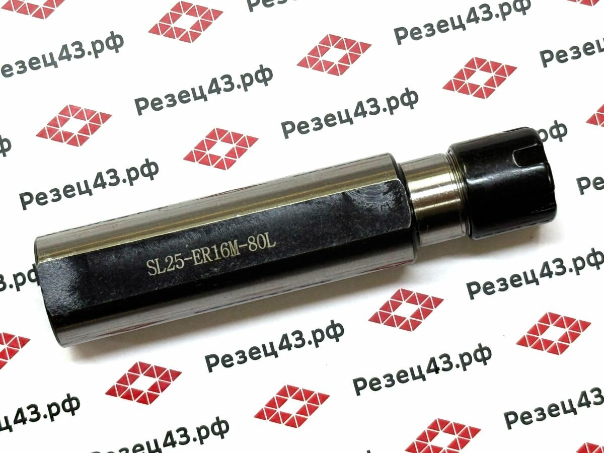 Цанговый патрон с цилиндрическим хвостовиком с лыской для цанг ER16, диаметр 25 мм (SL25-ER16M-80)