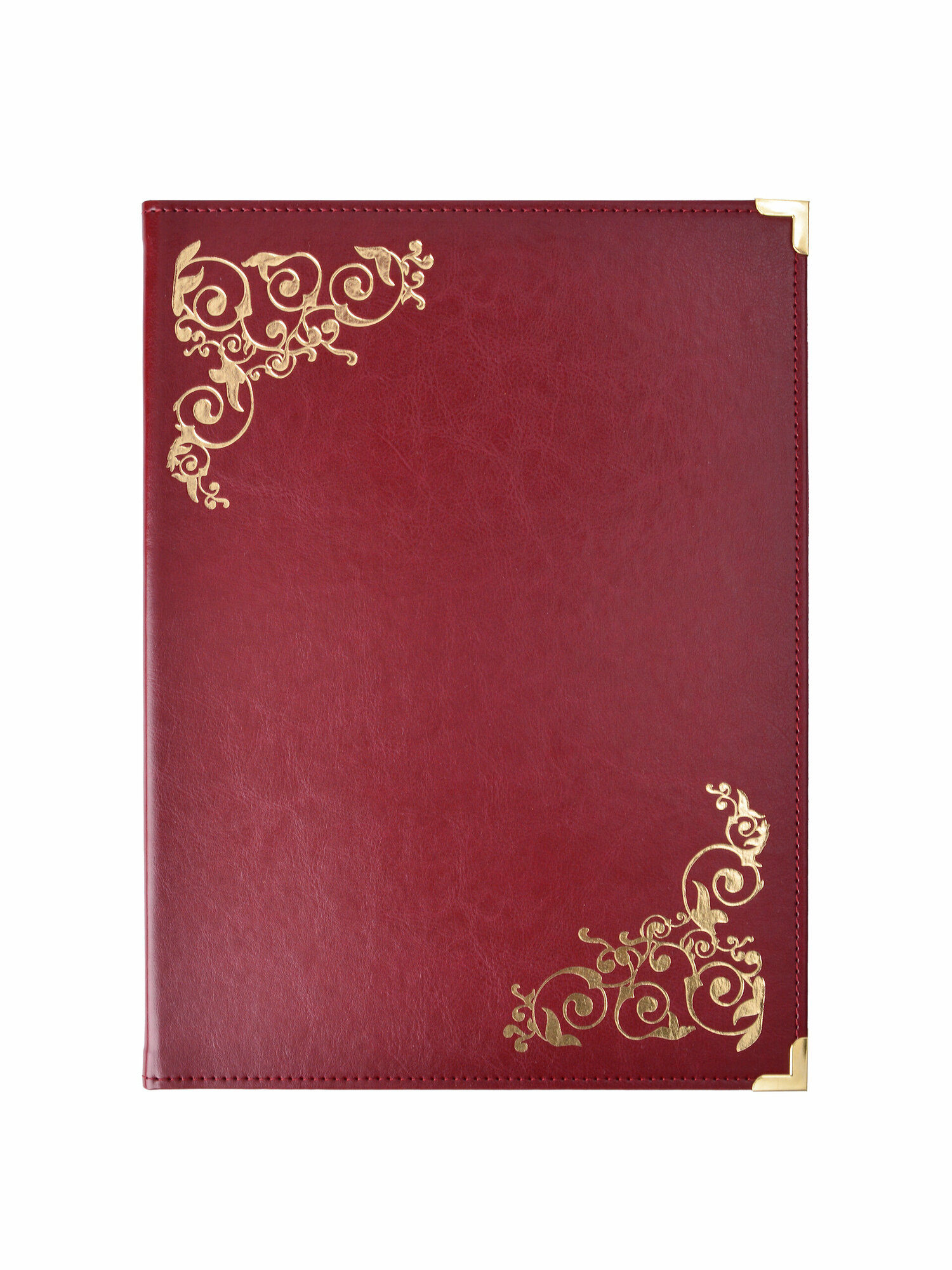 Папка адресная, ArtLez А4, Виньетка, бордовая экокожа, внутренняя отделка - бархат, лентодержатель, золотые уголки