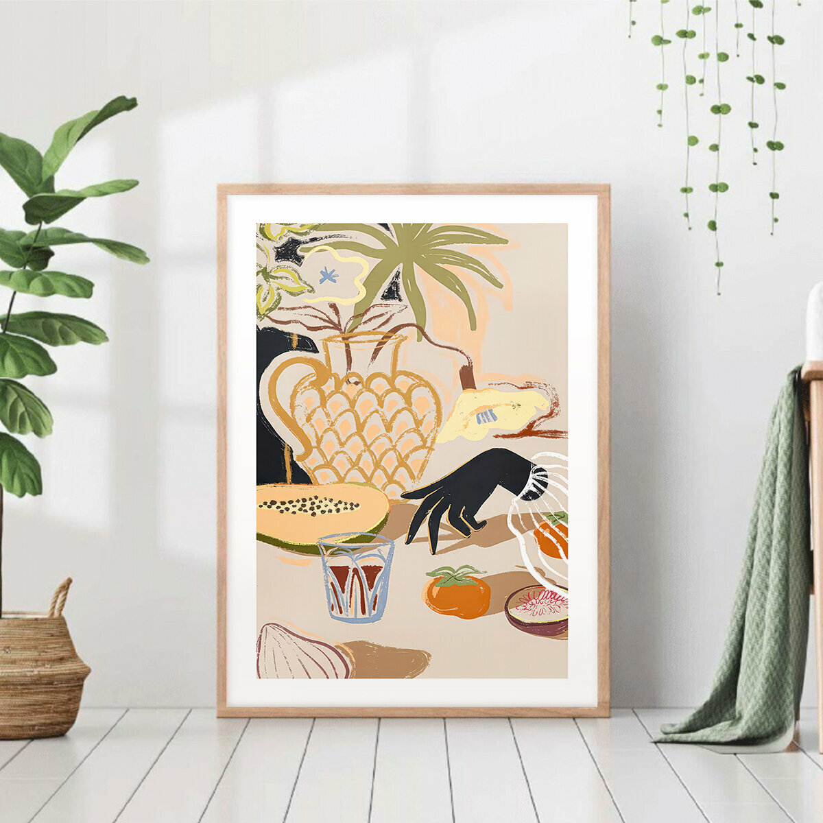 Постер "Натюрморт фрукты" без рамы 50x70 см на стену для интерьера