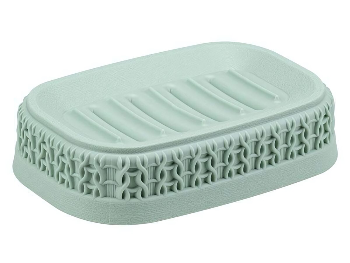 Мыльница Вязание, пластик, зеленый, рифленое дно, двусторонняя