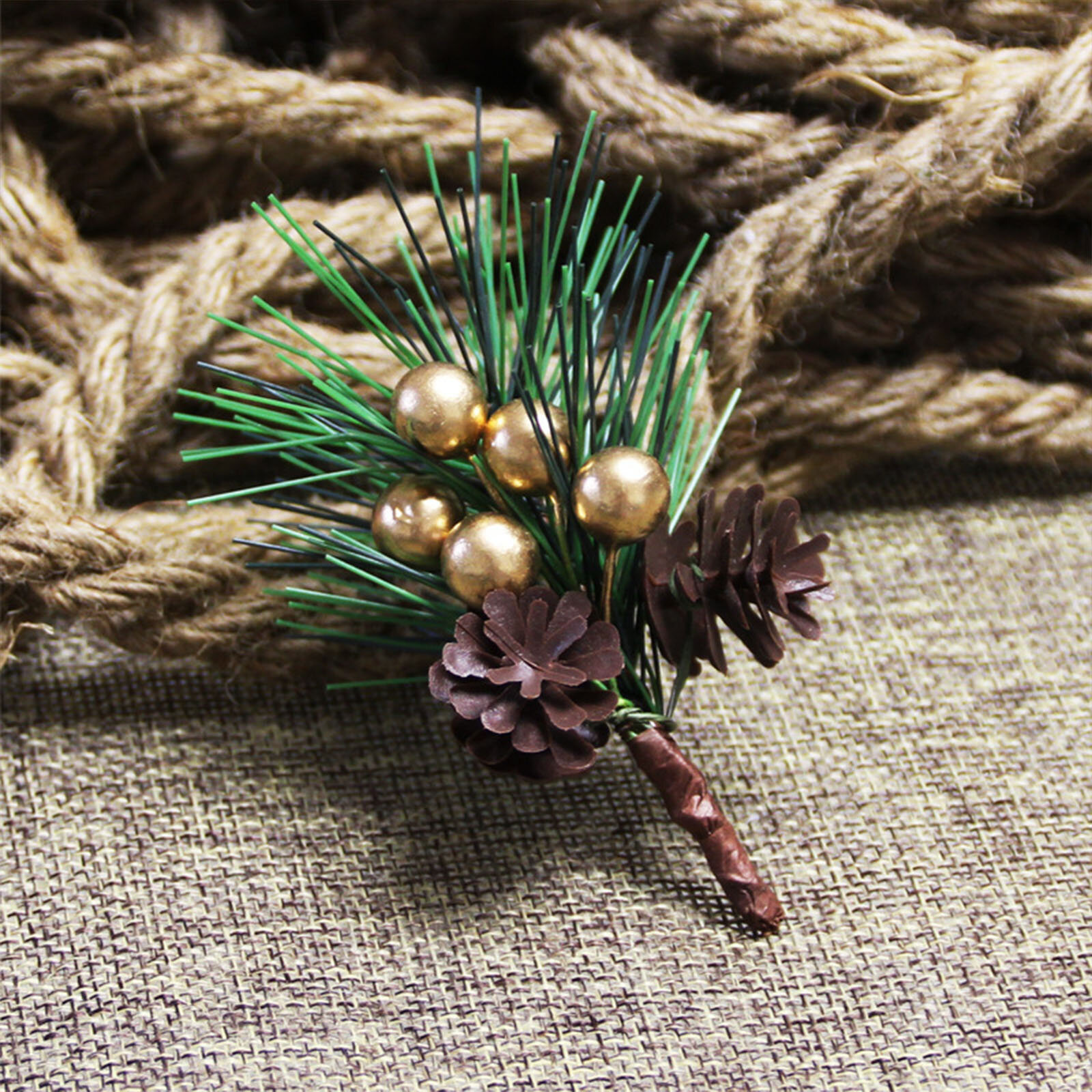 10pcs Pine Needle Berry Stem PVC Plastic Cone Artificial Needles for Christmas Wreaths Tree Decoration