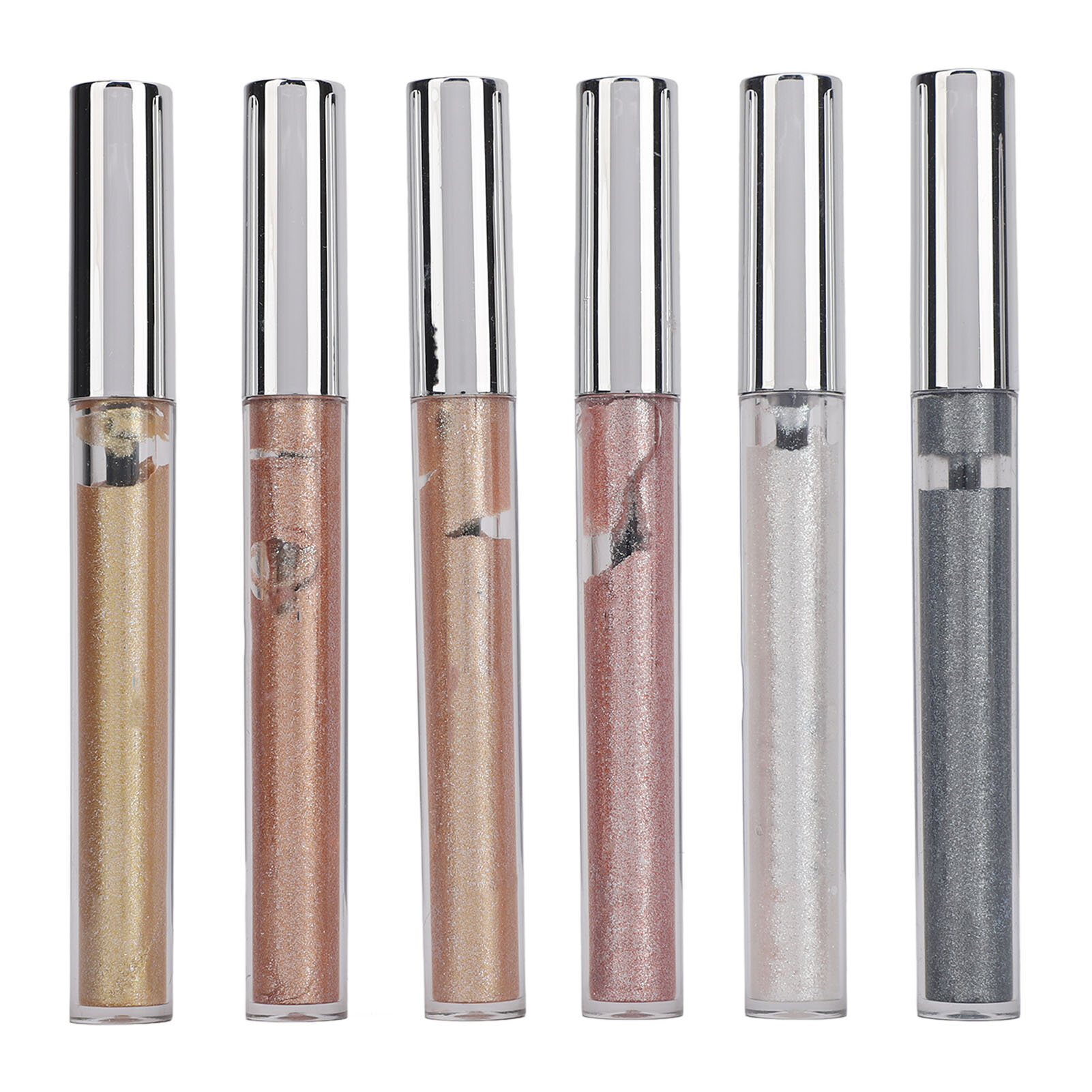 Набор из 6 мерцающих жидких теней для век с голографическим блеском, нежирные жидкие тени для век с металлическим эффектом