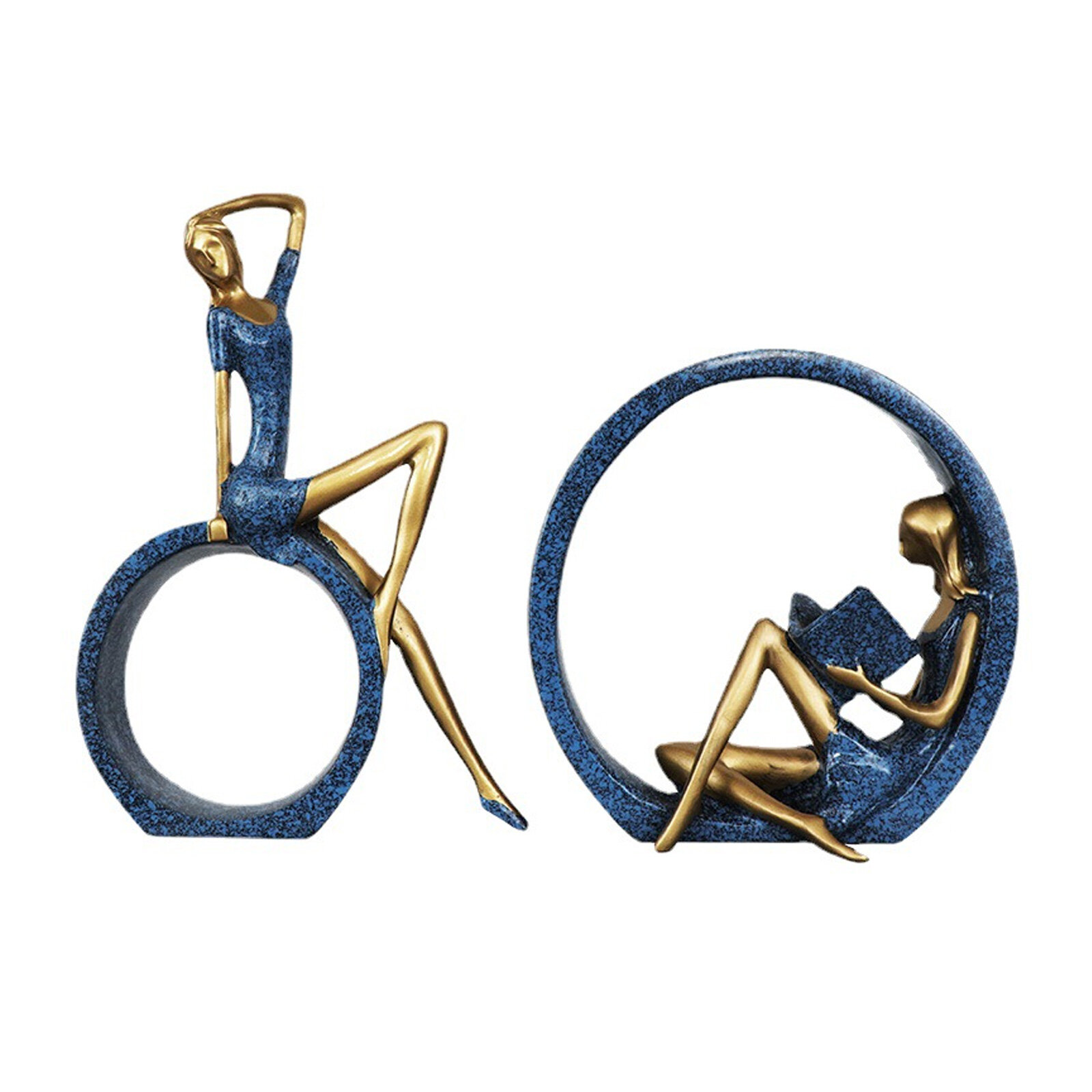 2 фигурки девушки, занимающейся йогой, читающей книгу, для украшения рабочего стола, офиса, спальни, гостиной.