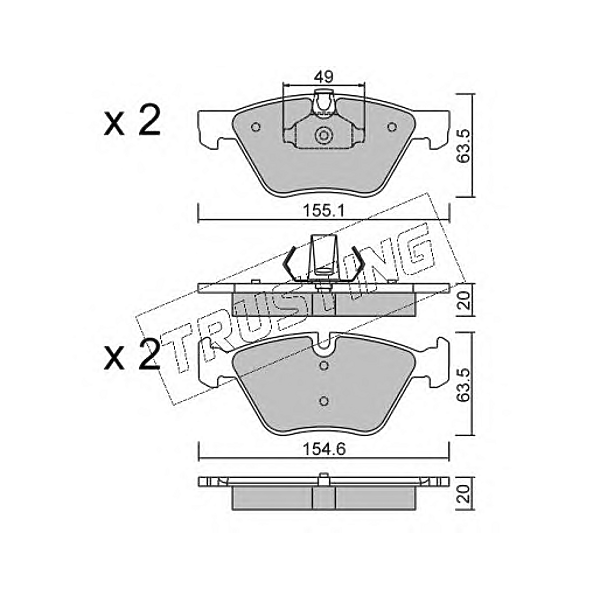 TRUSTING 573.0 (34116763617 / 34116763618) колодки дисковые передние\ BMW (БМВ) e60 2.0i 03