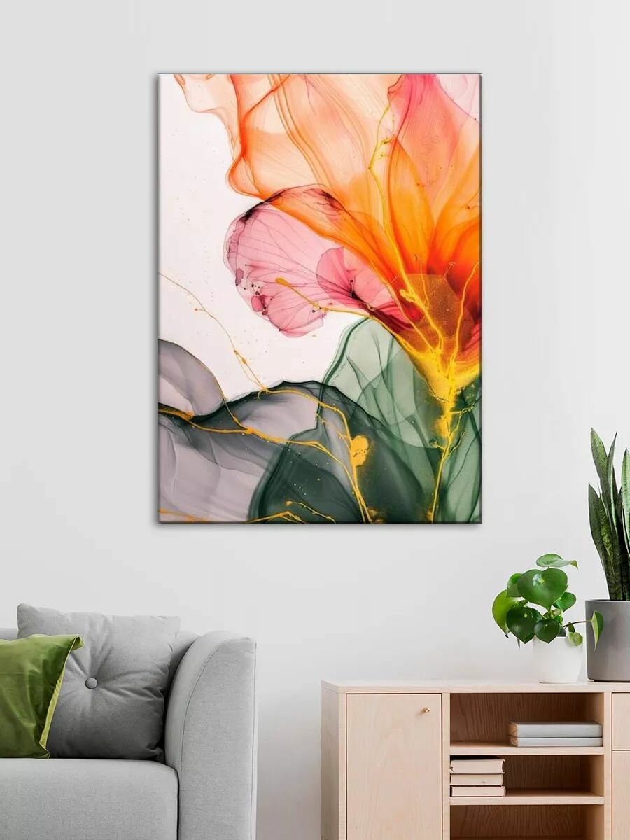 Картина на стену "Цветы абстракция", 50x70 см