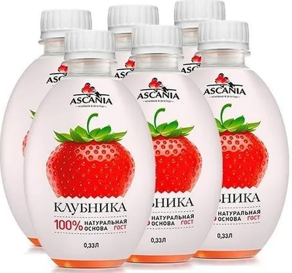 Аскания Клубника с мякотью 0,33л./6шт. Аскания Напиток газированный Россия