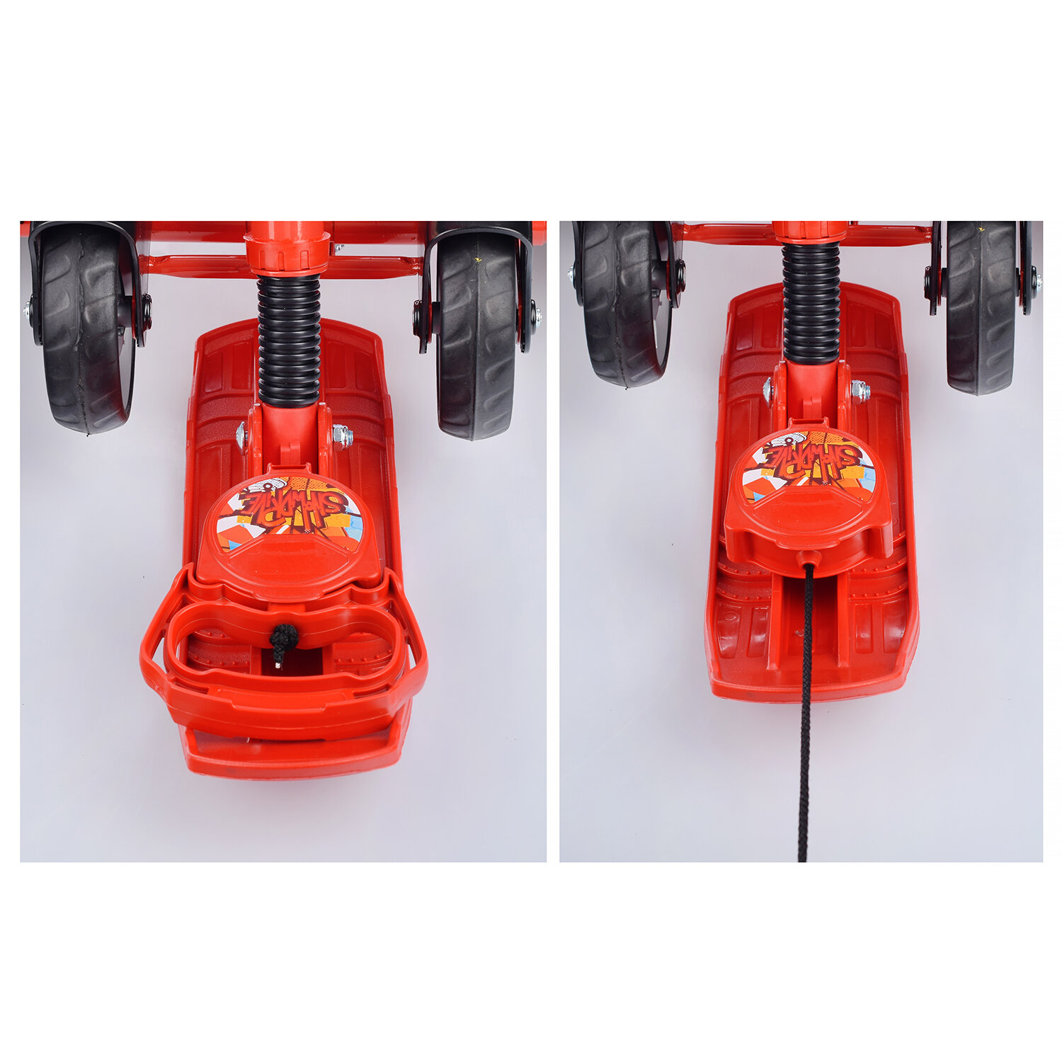 Снегокат детский с родительской ручкой, спинкой и выдвижными колесами Nika "Тимка спорт 6" (с граффити на красном)