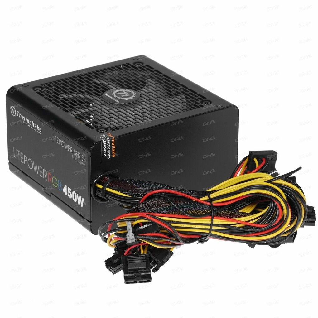 Блок питания Thermaltake Litepower RGB 450W (LTP-450AL2NK) черный - 450 Вт, EPS12V, APFC, 20 + 4 pin, 4+4 pin CPU, 4 SATA, 6+2 pin x2 PCI-E