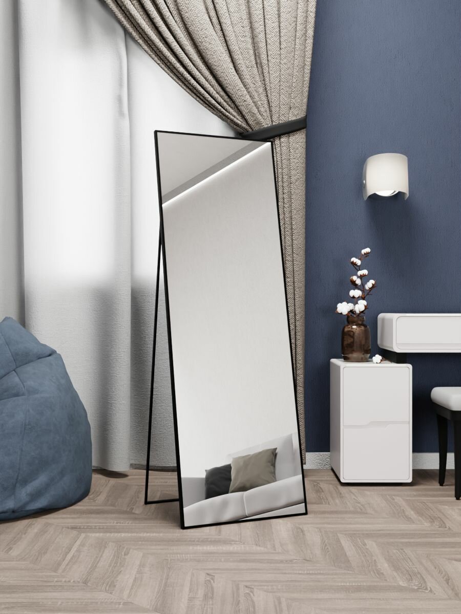 Зеркало напольное в алюминиевой раме MOONRISE 150х50 см. Черное