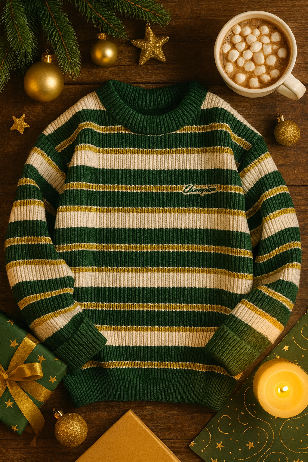 Свитер вязаный в полоску мужской/женский