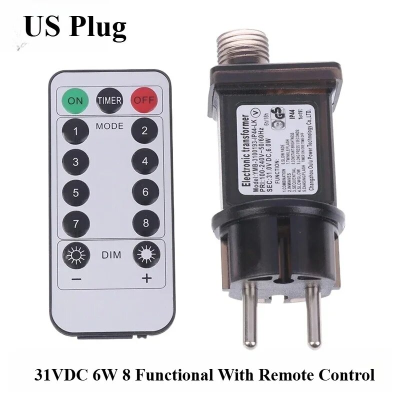 Трансформатор для светодиодных гирлянд 31В 6Вт US Plug with Control