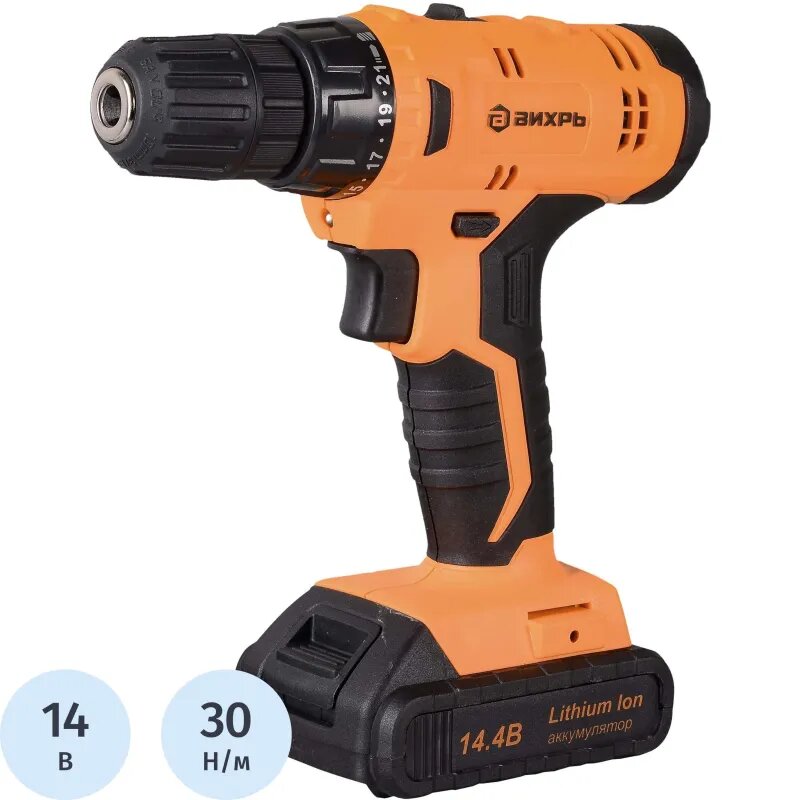 Дрель-шуруповерт аккумуляторная Вихрь ДА-14,4Л-2 (72/14/15) 1059624