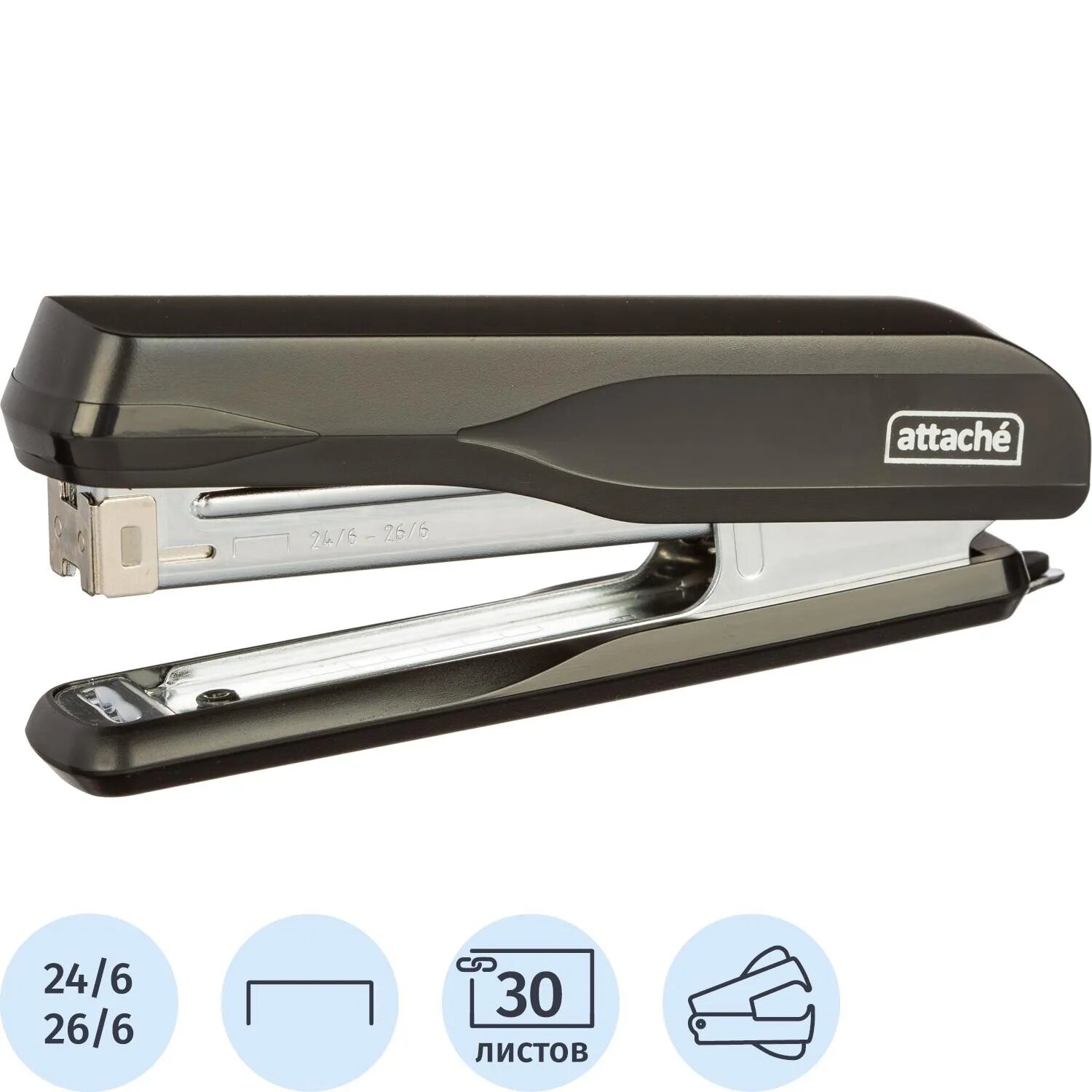 Степлер Attache MSBK2430 (№24/6-26/6) до 30 лист, металл, чёрный