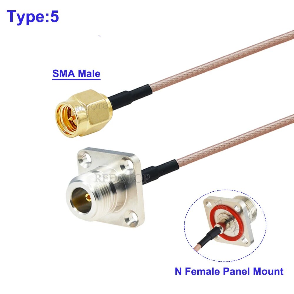 RFDOTOP RG316 кабель N гнездовой разъем SMA 50 Ом 15 см 30CM, N F PN to SMA M