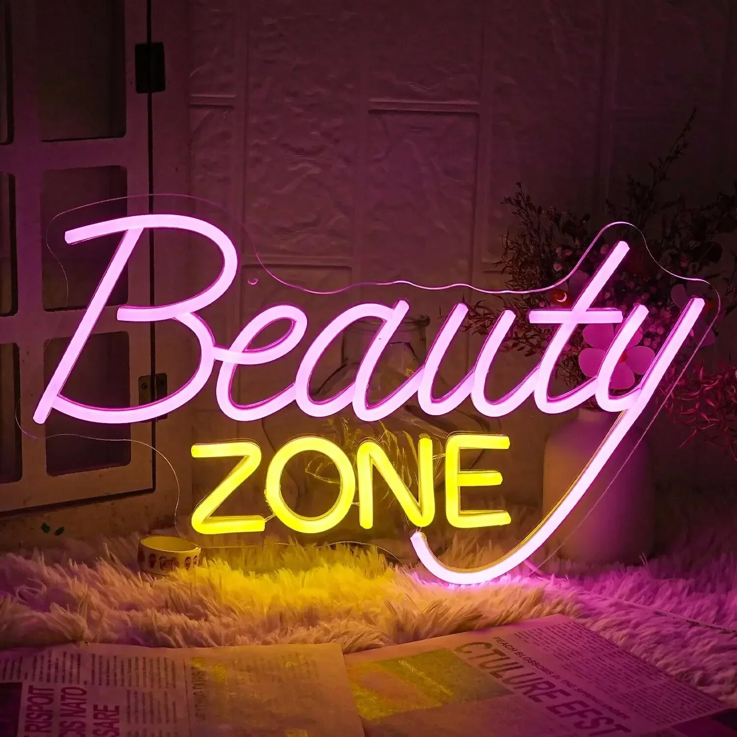 Неоновая Вывеска Zone Beauty, Светодиодная, Питание От USB, Настенный Декор Для Маникюрного Салона, Парикмахерской, Гардеробной