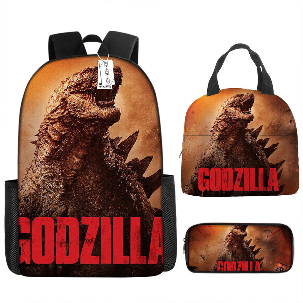 Новая детская школьная сумка Godzilla Рюкзак Godzilla для начальной и средней школы Легкая сумка для обеда с цифровой печатью
