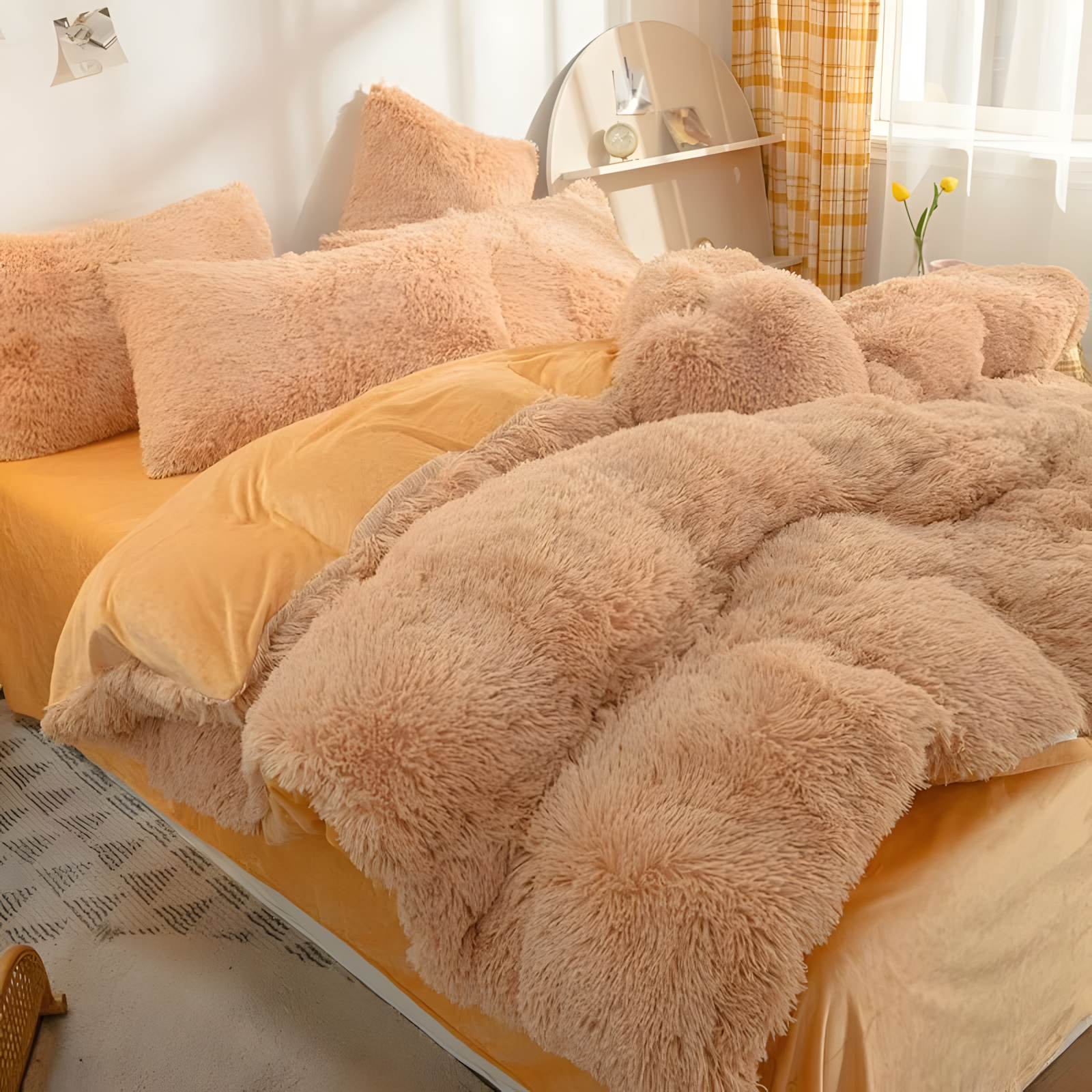 Искусственный мех, мягкое постельное белье, стеганое одеяло, пододеяльник, наволочка, комплект из четырех предметов 200*230