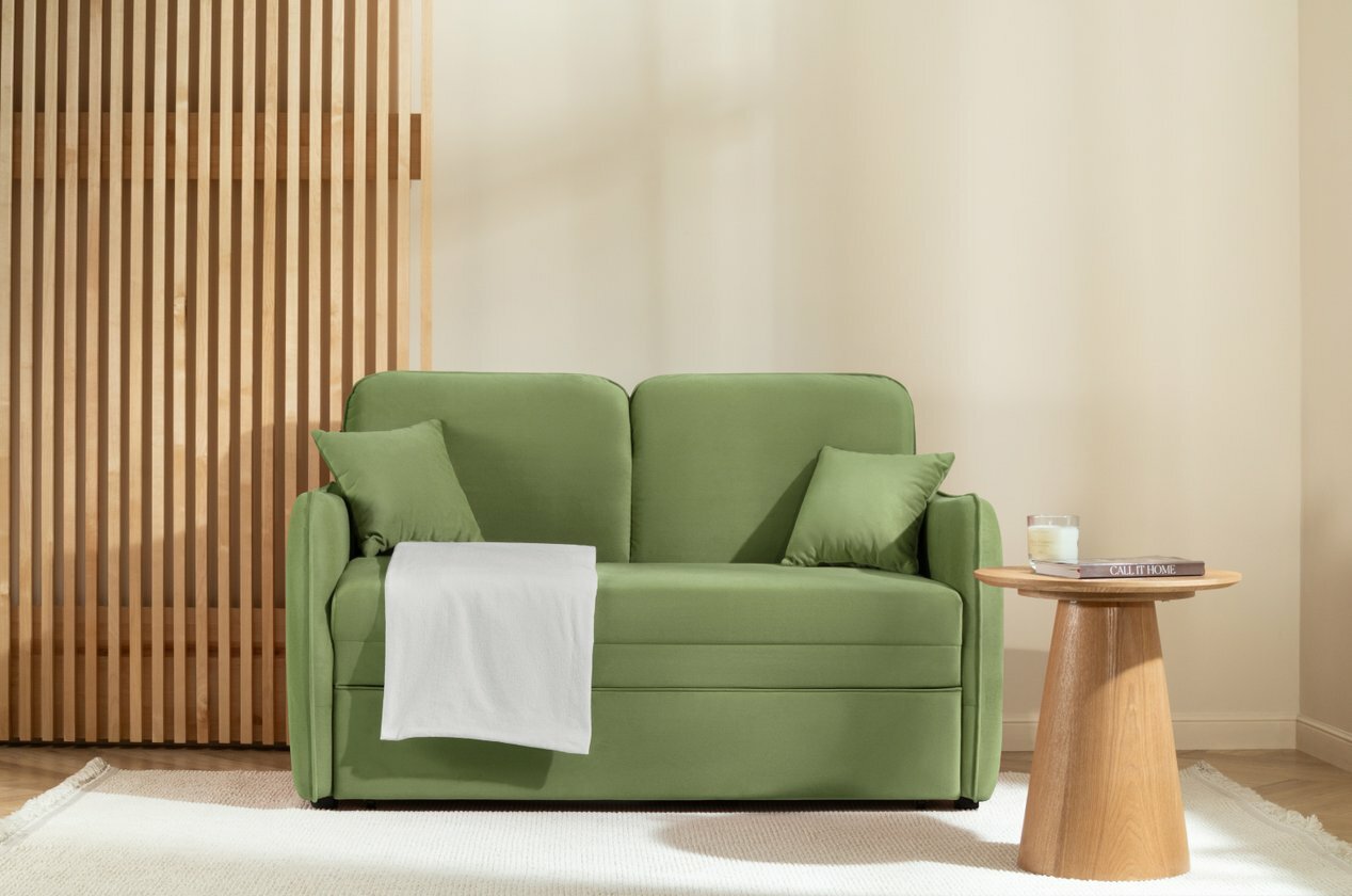 Диван-кровать раскладной Divan.ru Кейсес 120 Velvet Olive 135х78х87 см, спальное место 197х120 см, велюр, оливковый