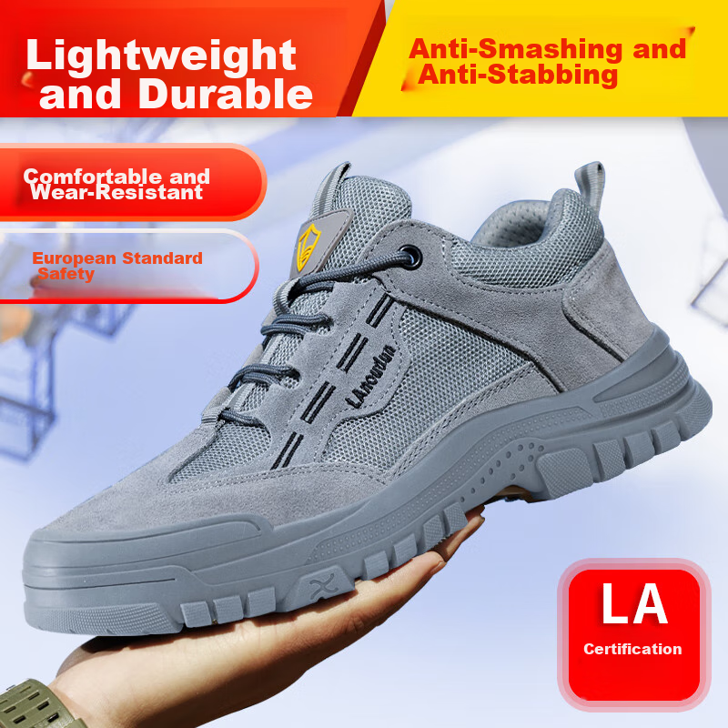 Blue Owl Shield Safety Shoes for Men, Summer Breathable, Odor-Resistant, Steel Toe Cap, Puncture-Resistant, Lightweight, Wear-Resistant, Safety Work Shoes D215F Size 44