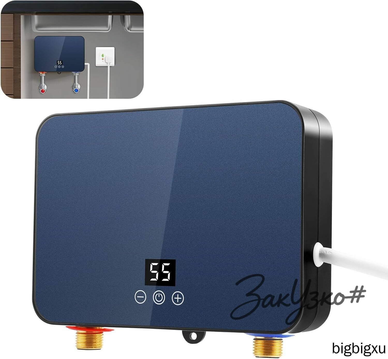 Мгновенный водонагреватель под раковину 6000W, 220V, синий, с LED-дисплеем, для кухни и ванной